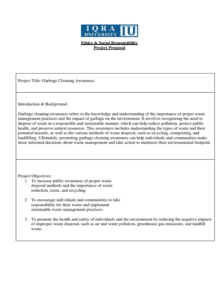 4.project Proposal Template | PDF | Waste | Waste Management