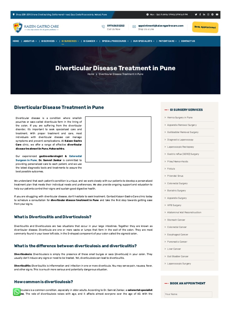 Diverticular Disease Treatment in Pune - Kaizen Gastro Care | PDF | Clinical Medicine | Epidemiology