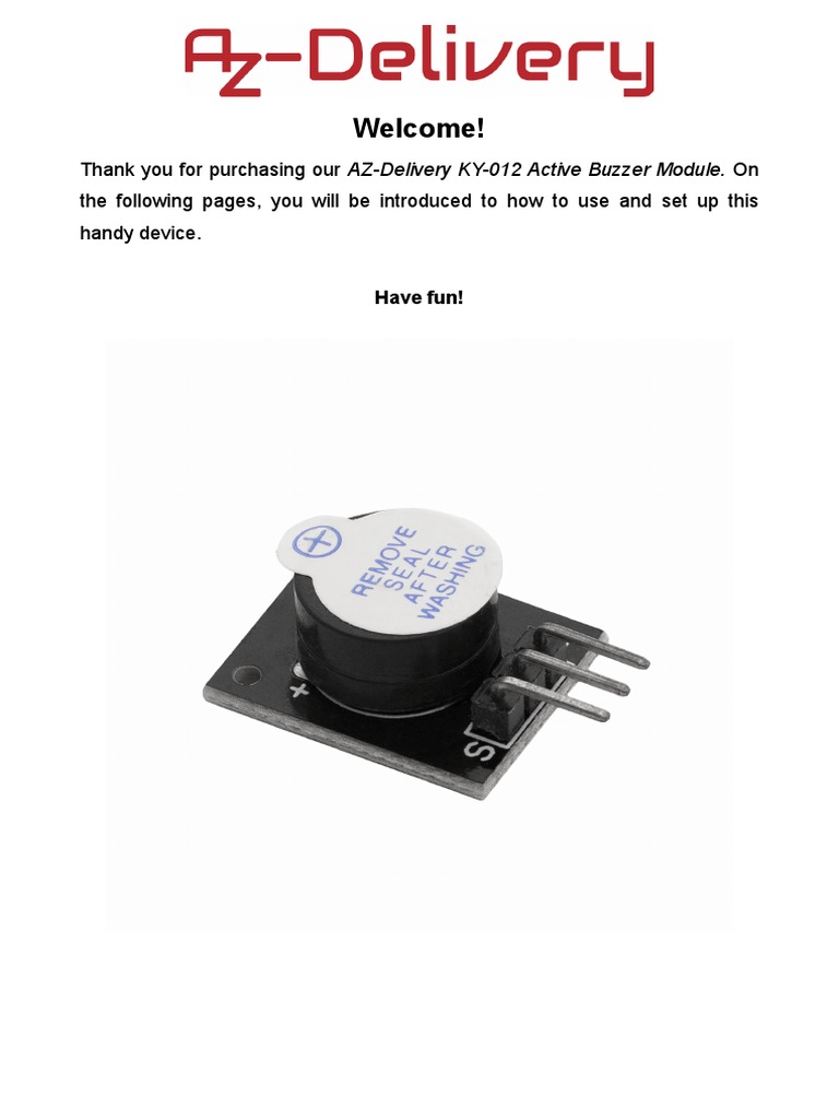 Ky 012 Active Buzzer Module Eng Pdf Raspberry Pi Electronics