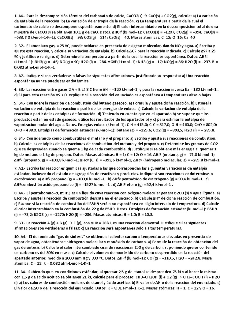 Combustión del Metano y Propano | PDF | Combustión | Entalpía