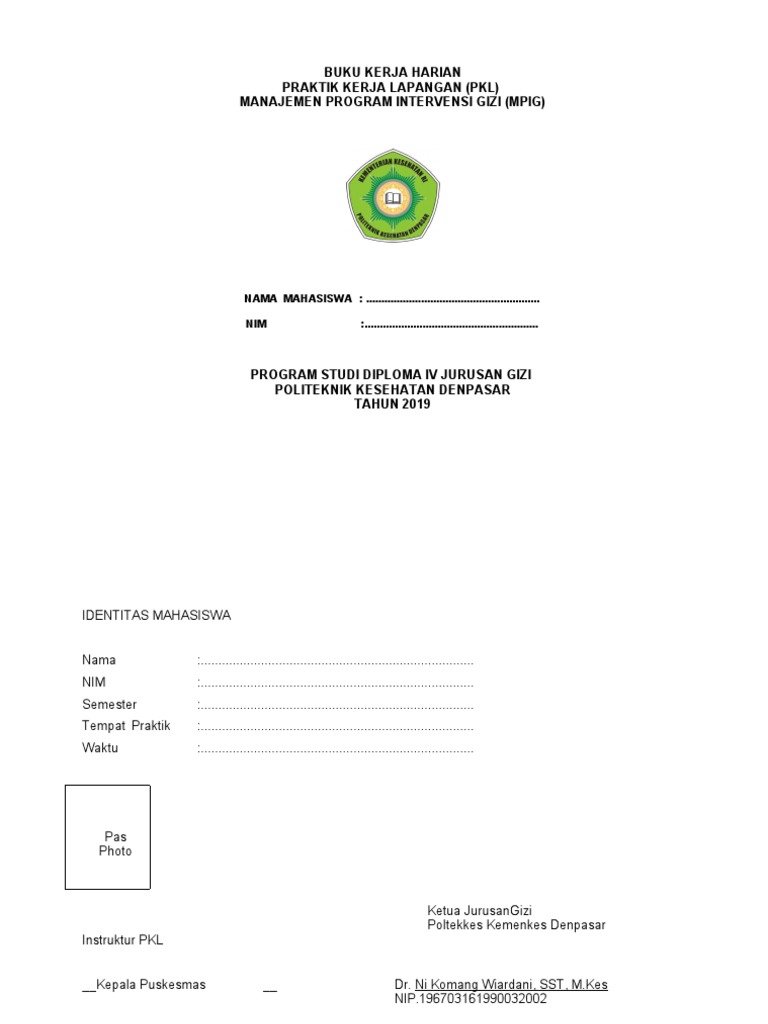 Logbook PKL Manajemen Gizi 2019 | PDF