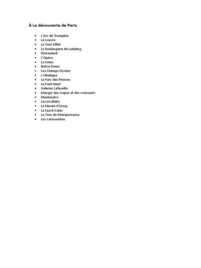 Guide des incontournables de Paris | PDF | Jeunes adultes | Classiques