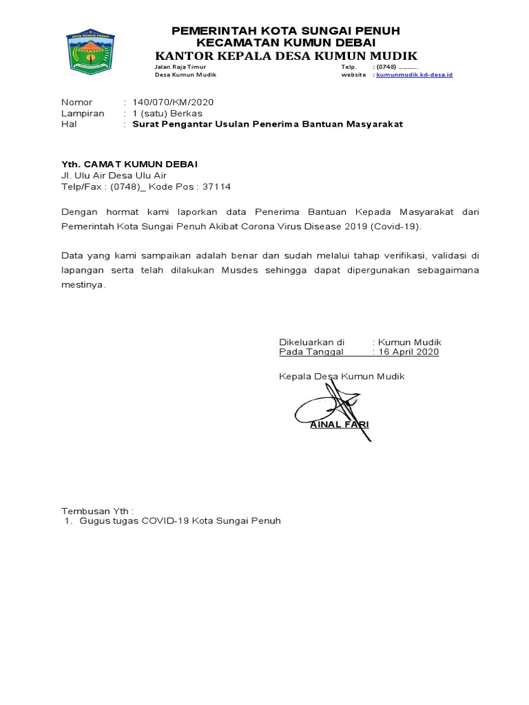 Usulan Bantuan Covid-19 Kumun | PDF | Ilmu Sosial