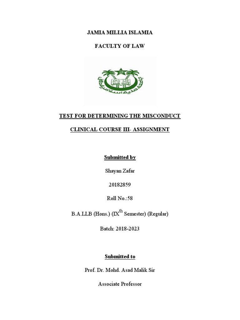 Shayan Zafar - 5th Year - Clinical III Assignment | PDF | Advocate | Lawyer