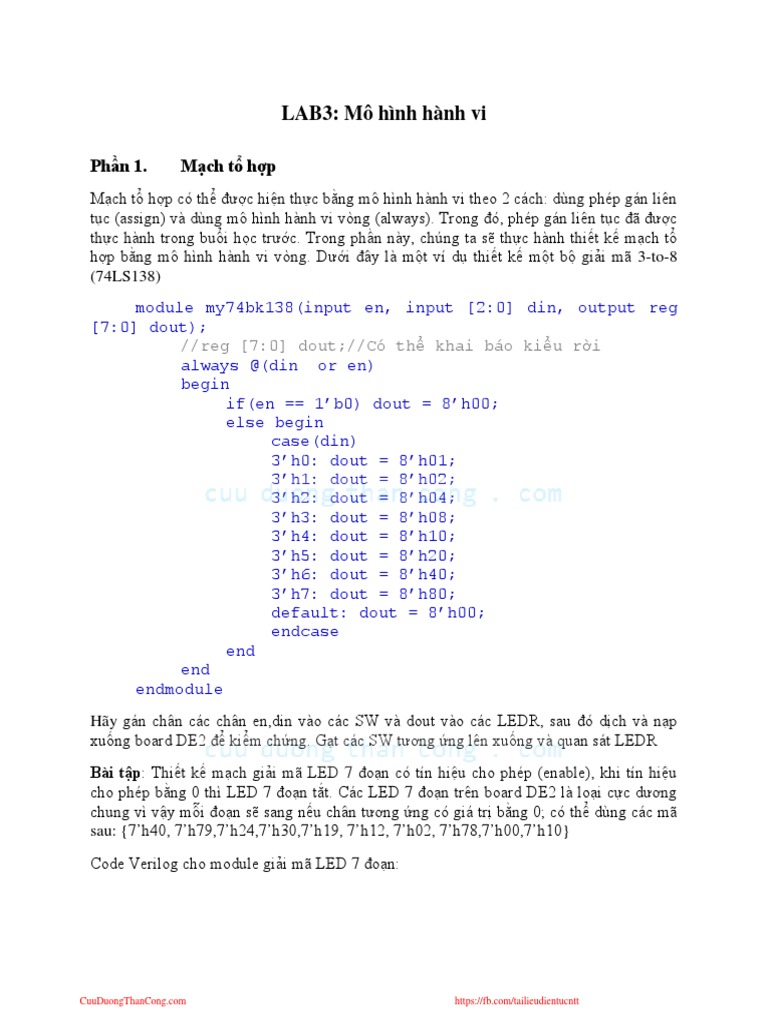 Thiet-Ke-Vi-Mach-Voi-Hdl - Pham-Quoc-Cuong - Lab3 - Mo-Hinh-Hanh-Vi - (Cuuduongthancong - Com) | PDF