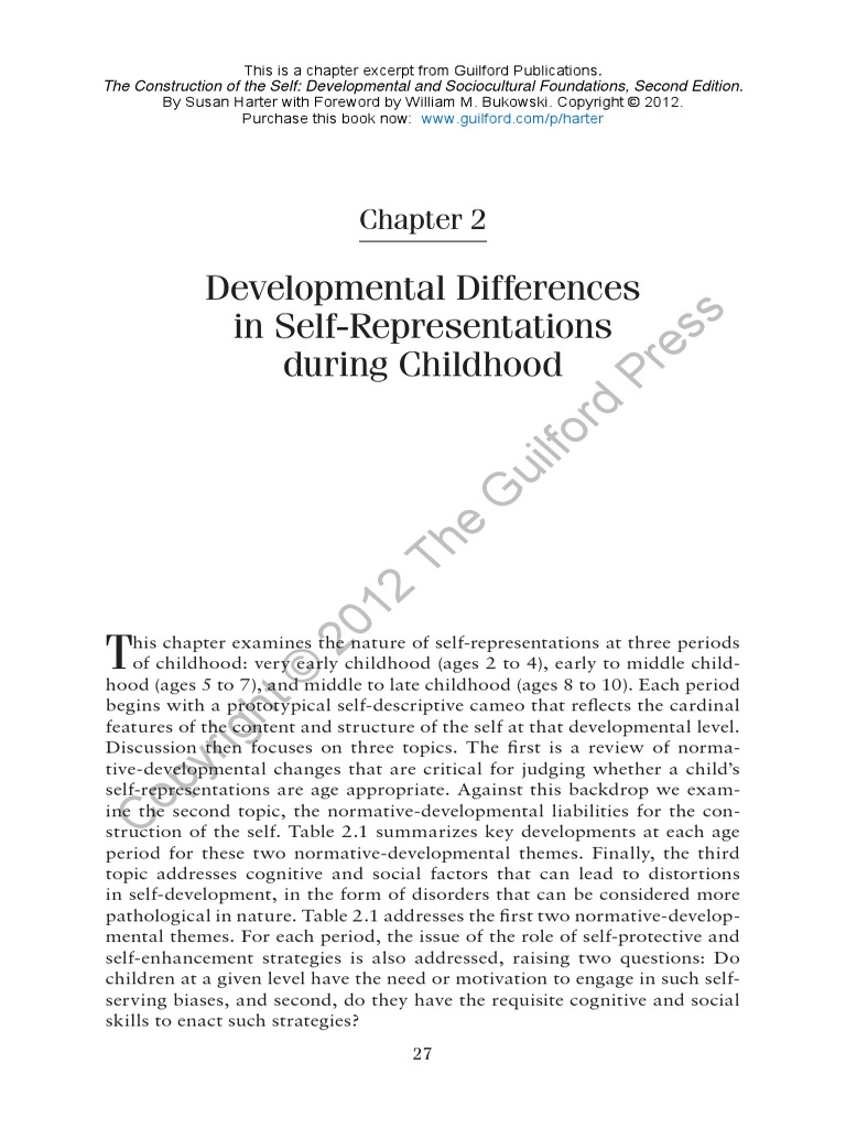The Construction of Self - Harter | PDF | Self Esteem | Self Awareness