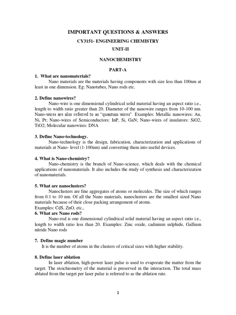 Unit-2-Question Bank PDF | PDF | Carbon Nanotube | Nanowire