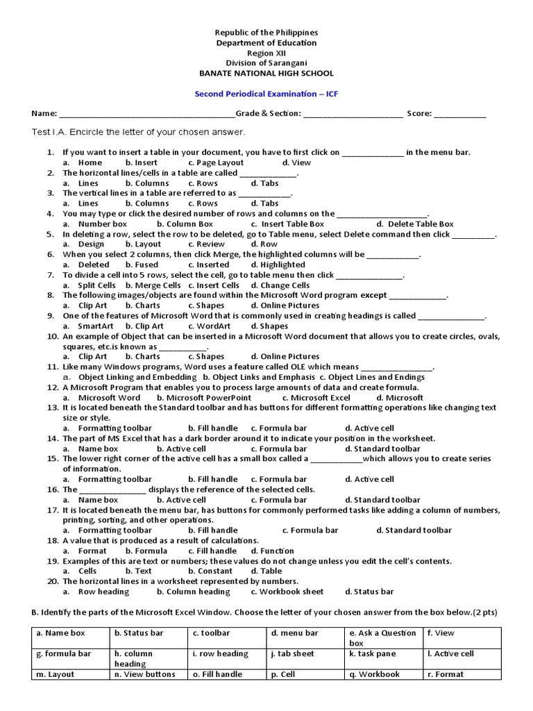 Second Quarter Icf | PDF | Microsoft Excel | Computer Science