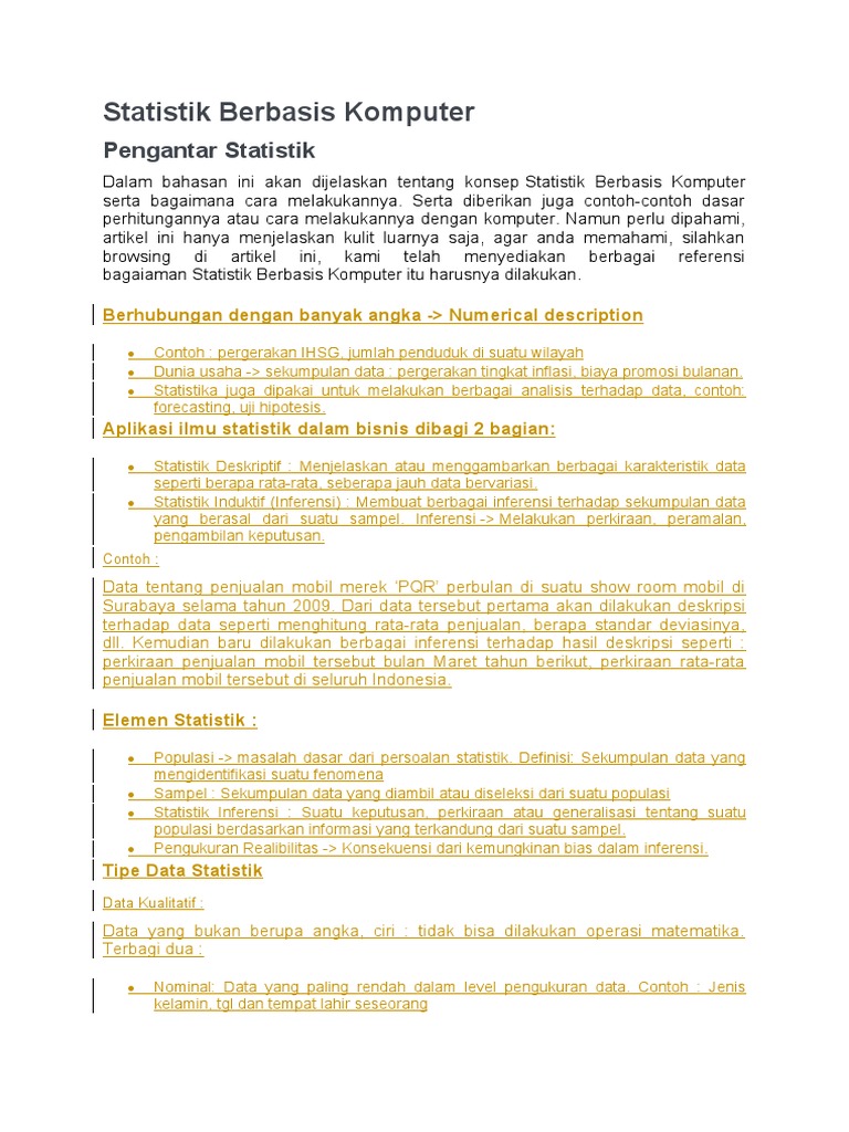 Statistik Berbasis Komputer | PDF