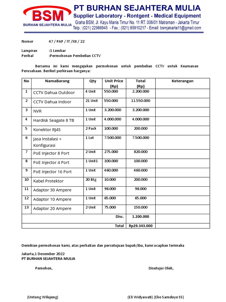 Surat Pengajuan CCTV | PDF
