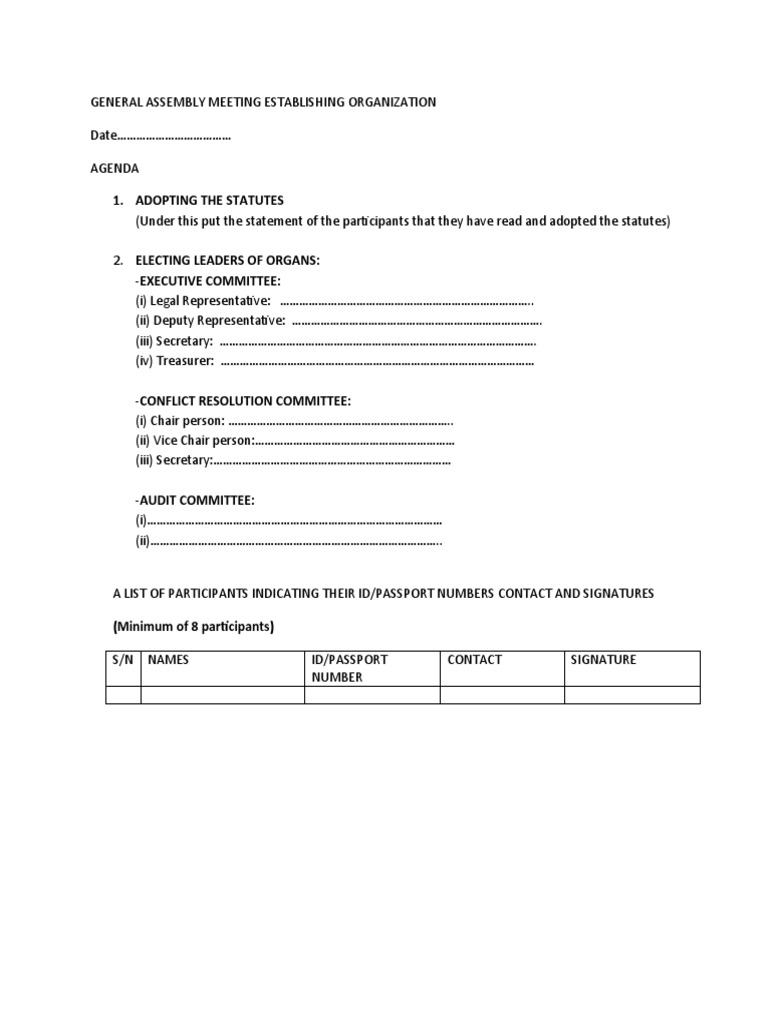 General - Assembly - Meeting - Template - V1.0 2 | PDF