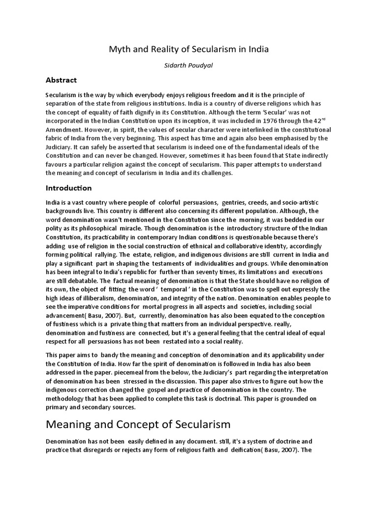 Meaning and Concept of Secularism | PDF | Secularism | Justice