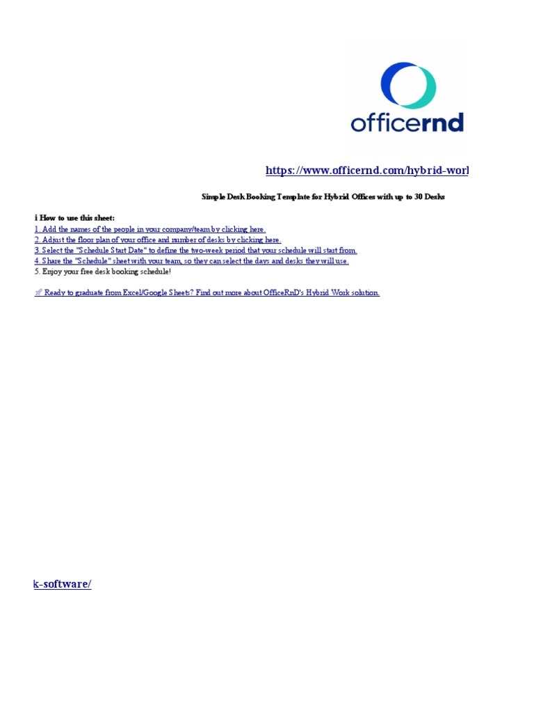 Simple Hybrid Desk Booking Template | PDF