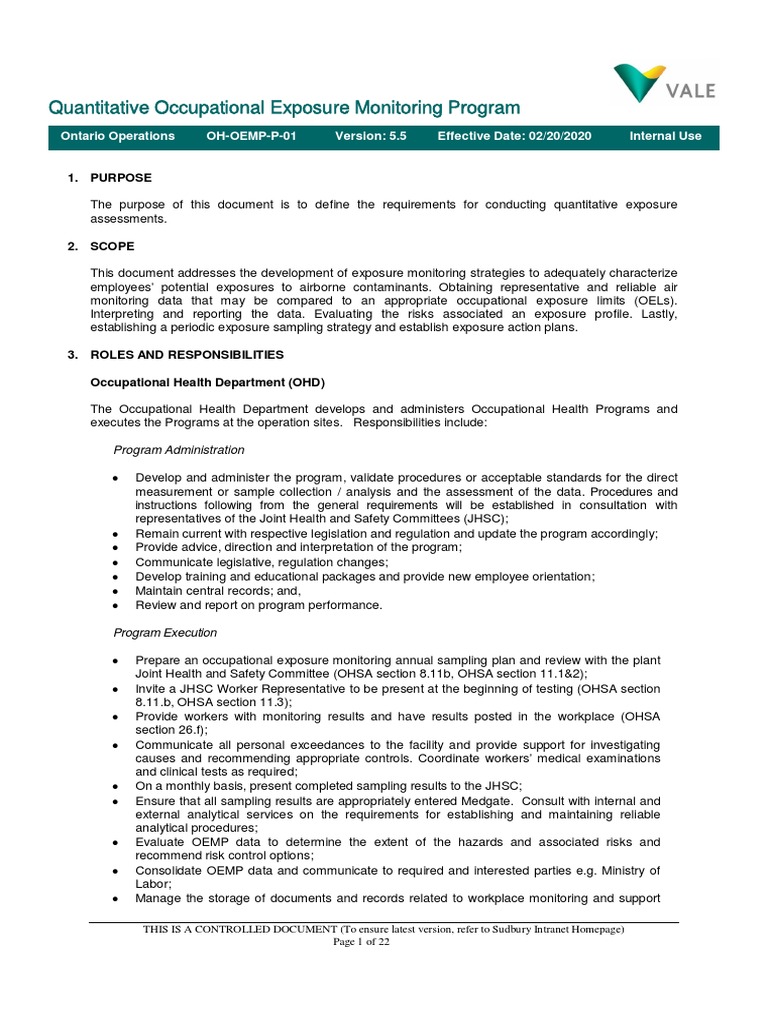 Occupational Exposure Monitoring Program | PDF | Occupational Hygiene ...