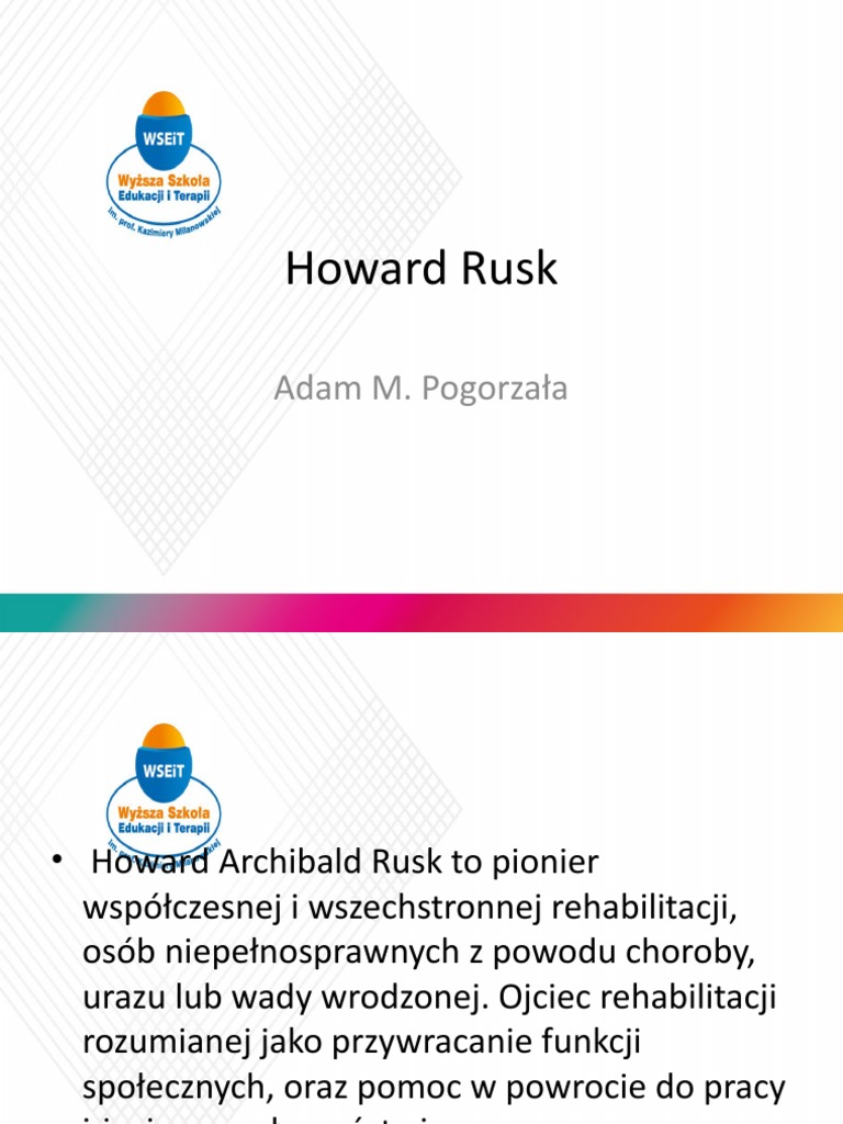 Howard Rusk: Adam M. Pogorzała | PDF