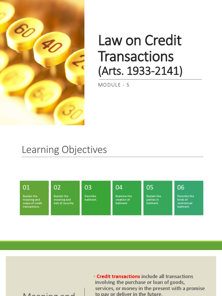 Module5 - Law On Credit Transactions | PDF | Surety | Credit