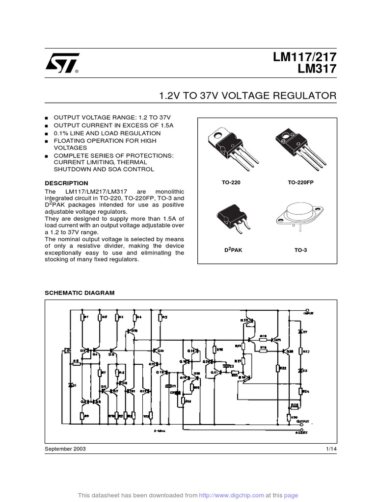 LM117/217 LM317: 1.2V To 37V Voltage Regulator | PDF | Capacitor ...
