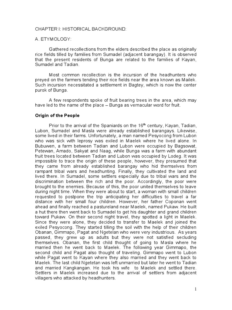Historical Overview of Barangay Bunga | PDF