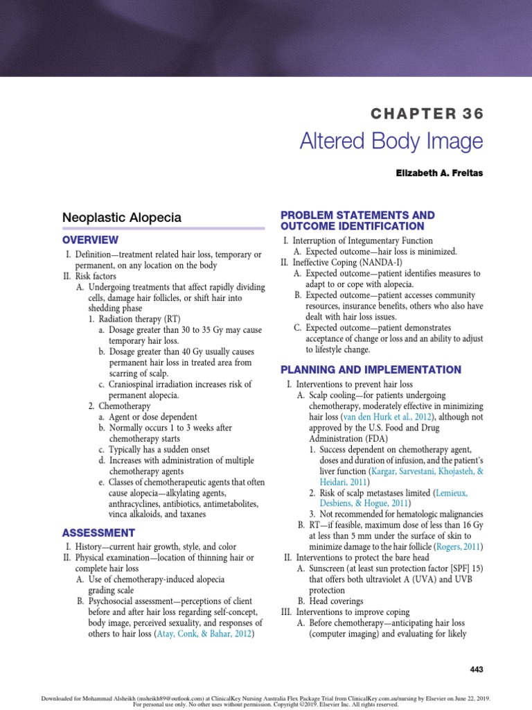 Altered Body Image | PDF | Hair Loss | Chemotherapy