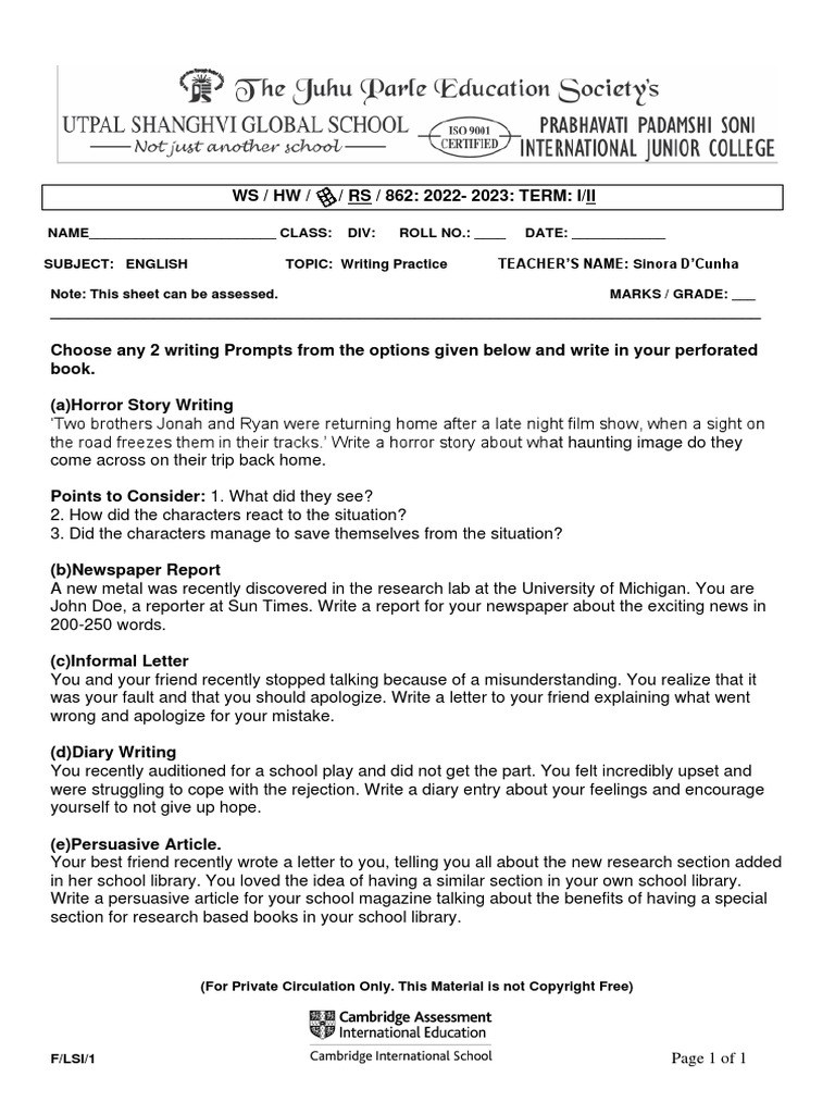 Writing Prompts | PDF | Language Arts & Discipline | General Fiction