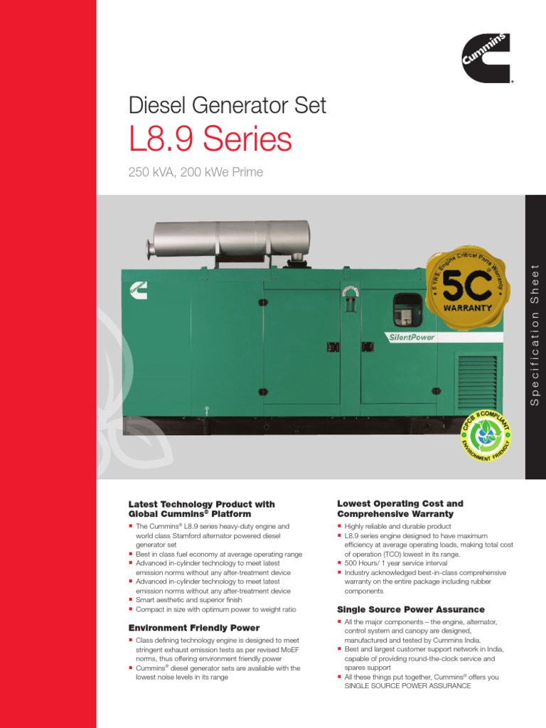 L8.9 Series: Diesel Generator Set | PDF | Diesel Engine | Engines