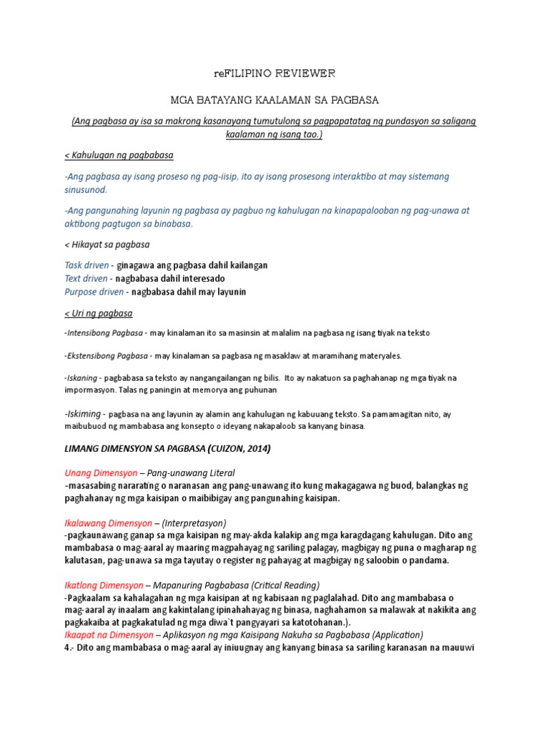Filipino Reviewer | PDF