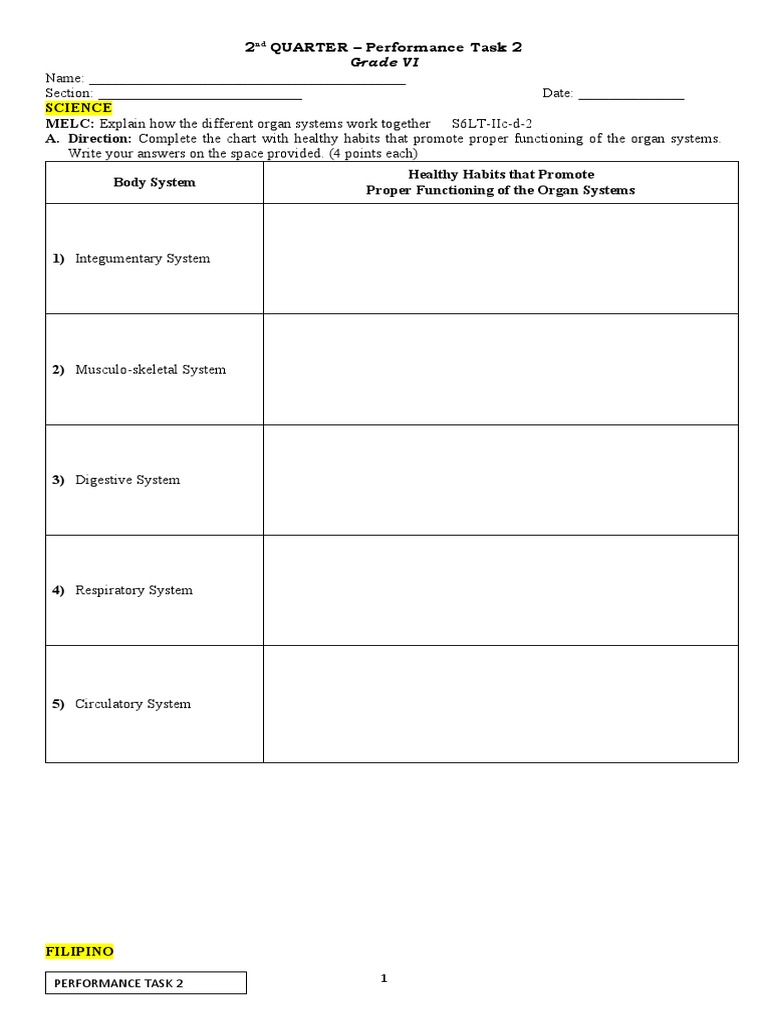 Name: - Section: - Date: - S6Lt-Iic-D-2 Write Your Answers On The Space ...