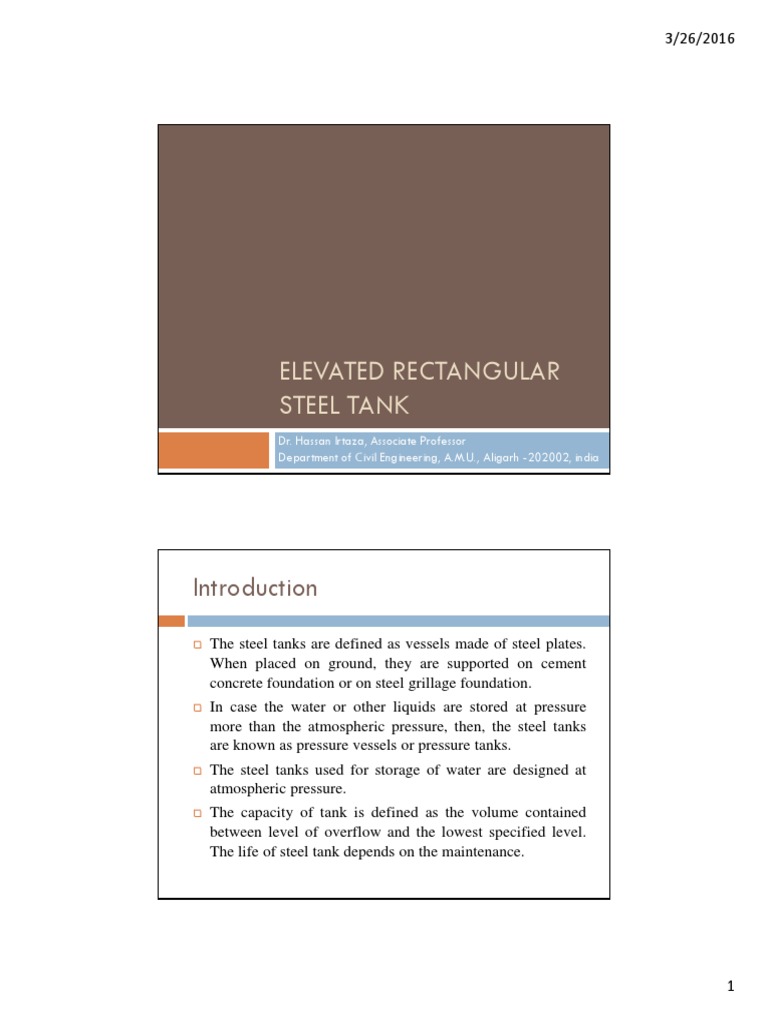 Elevated Rectangular Steel Tank | Download Free PDF | Beam (Structure ...