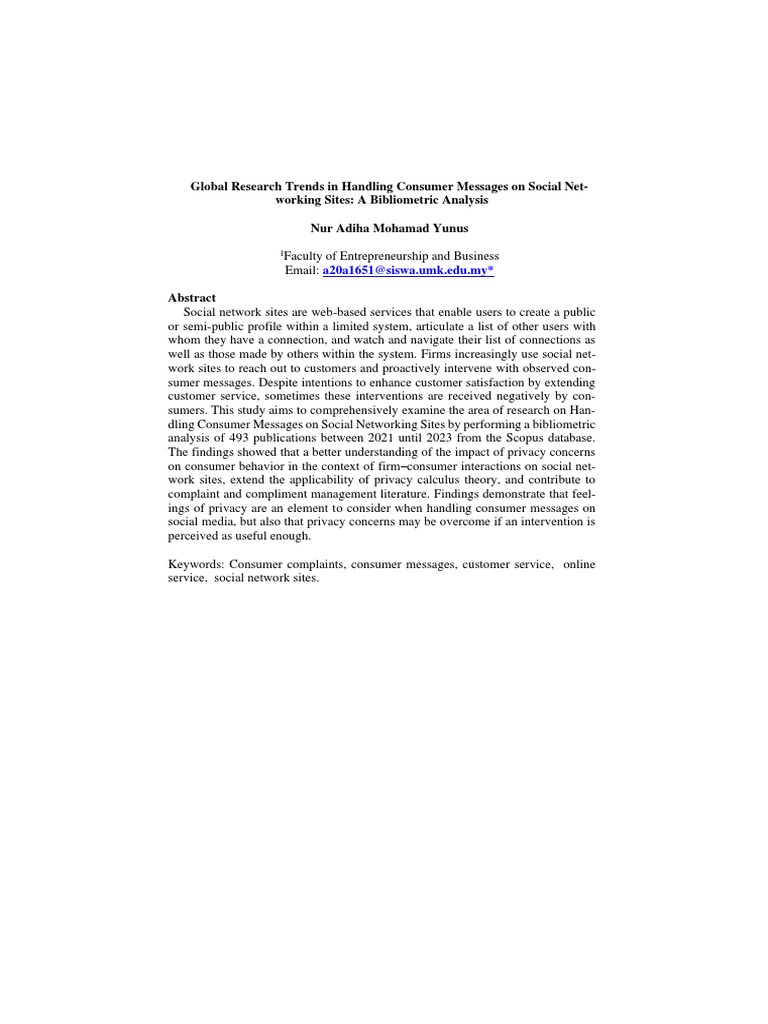 A20A1651 Bibliometric Paper | PDF | Privacy | Social Networking Service