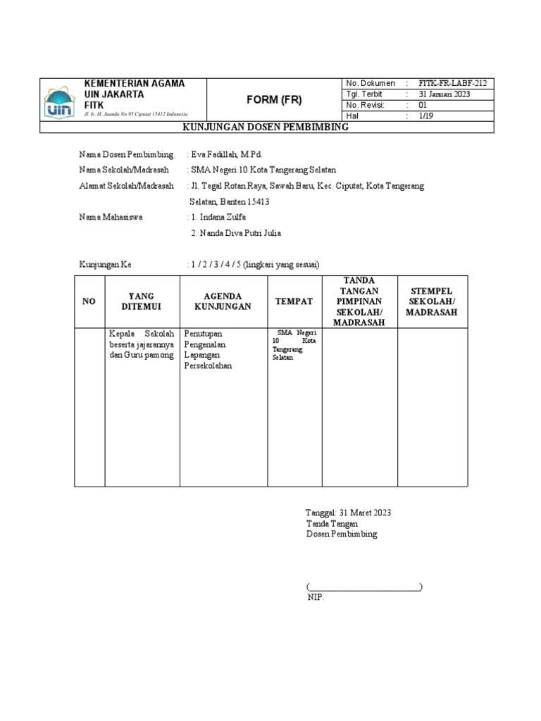 LEMBAR KUNJUNGAN | PDF