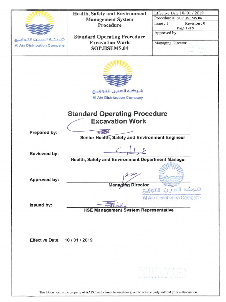 04.SOP. Excavation Work | PDF