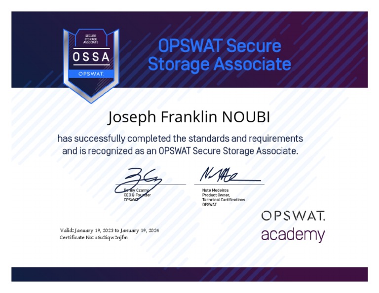 Certification OSSA | PDF