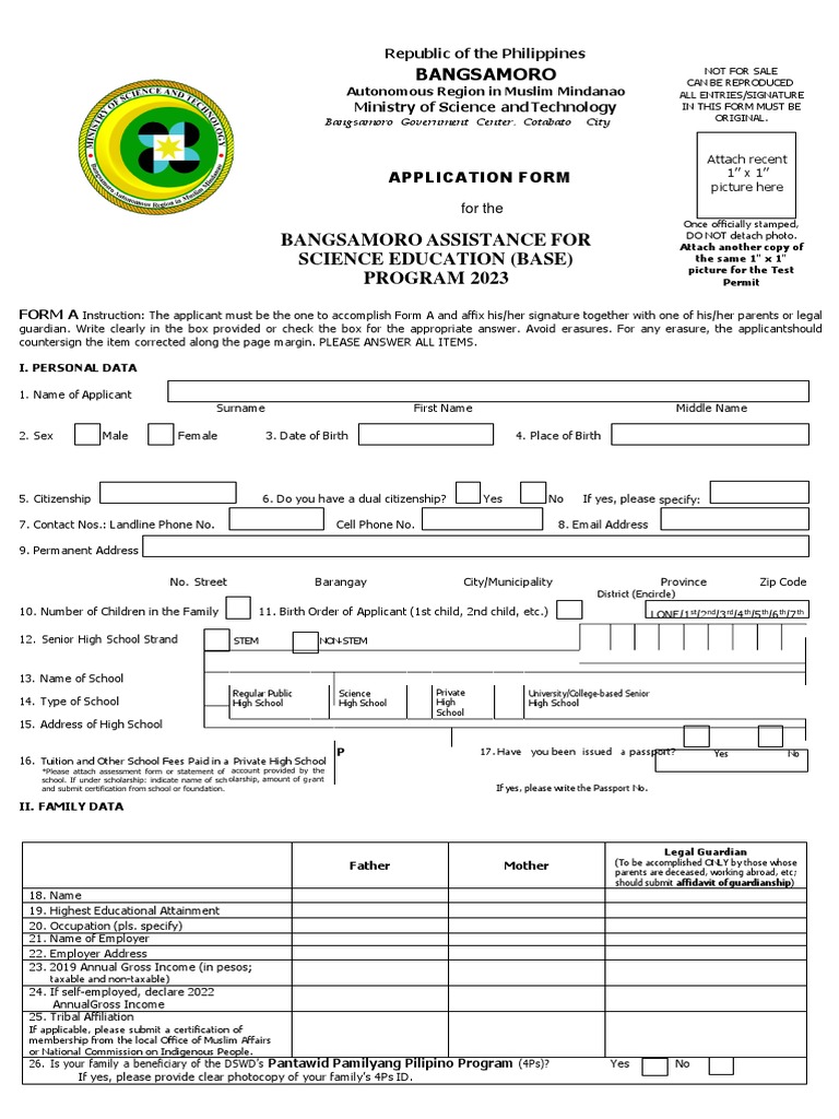 Bangsamoro Science Education Aid Form | PDF | Irs Tax Forms | Economies