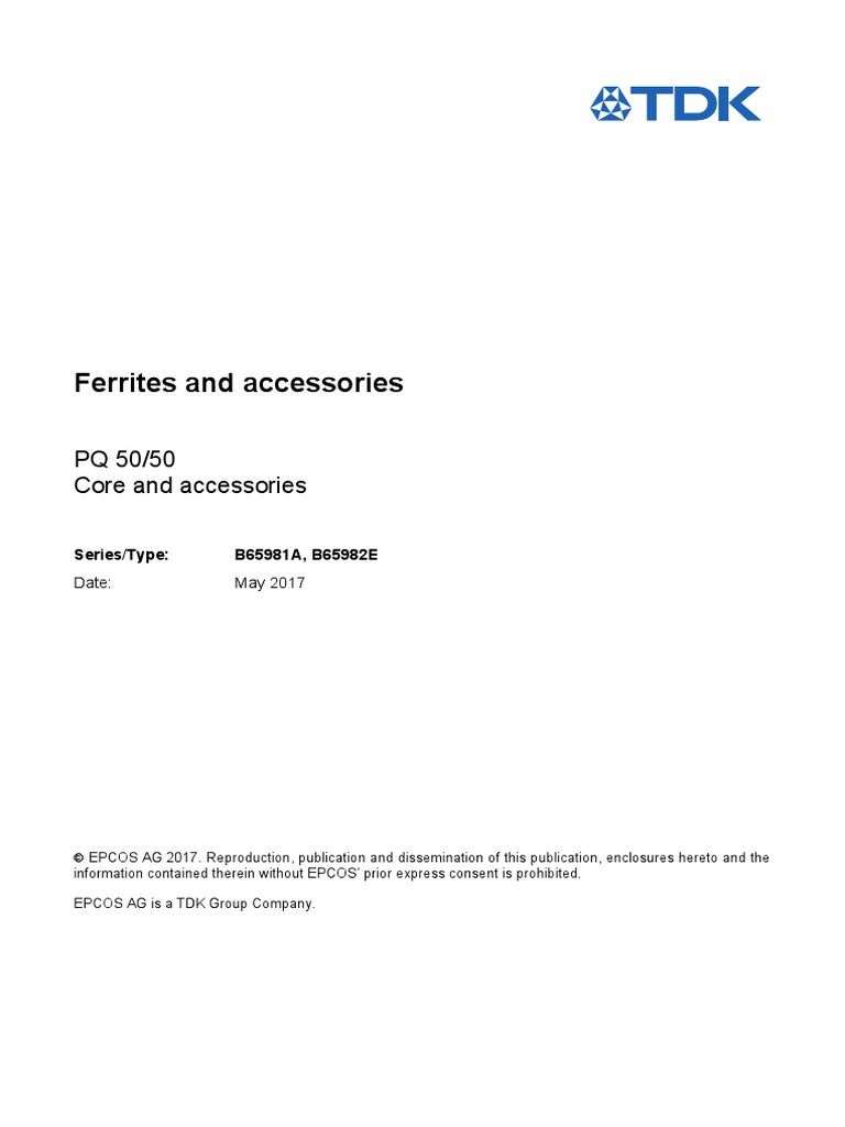 PQ - 50 - 50 Datasheet | PDF | Inductor | Inductance