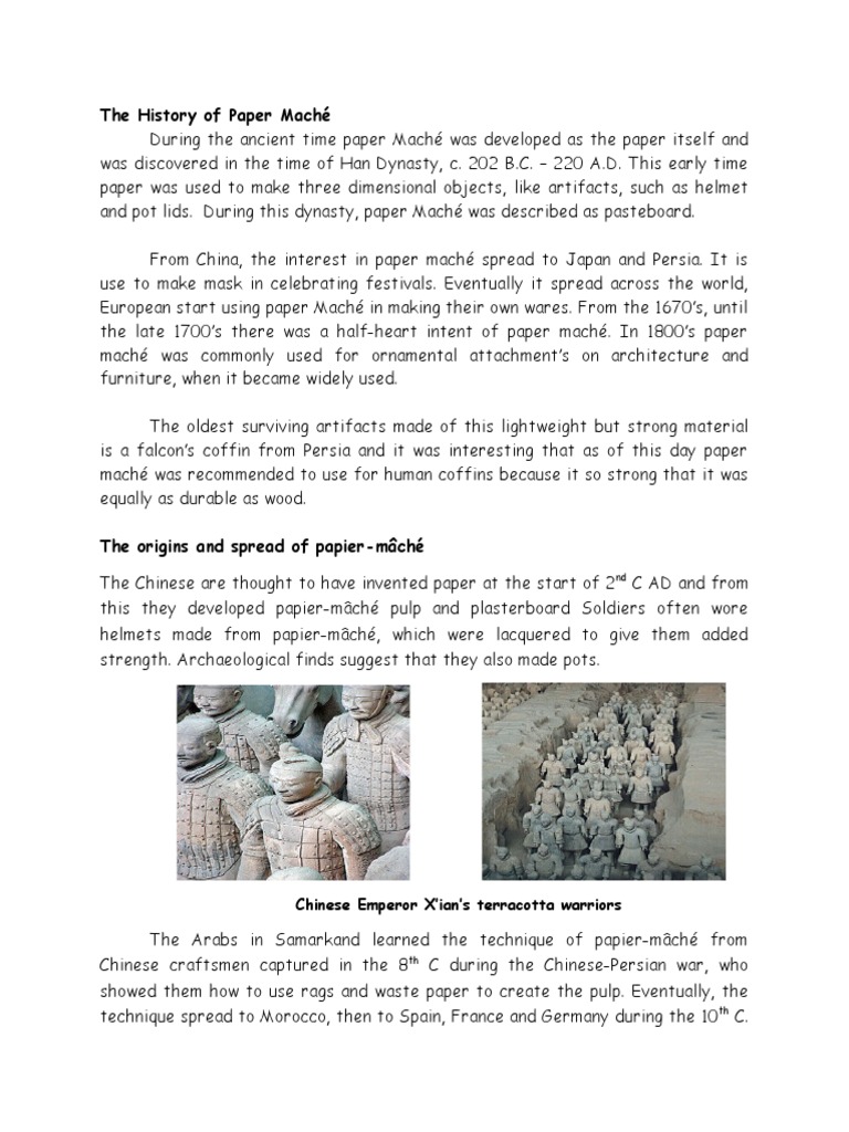 The History of Paper Maché | PDF | Paper | Decorative Arts