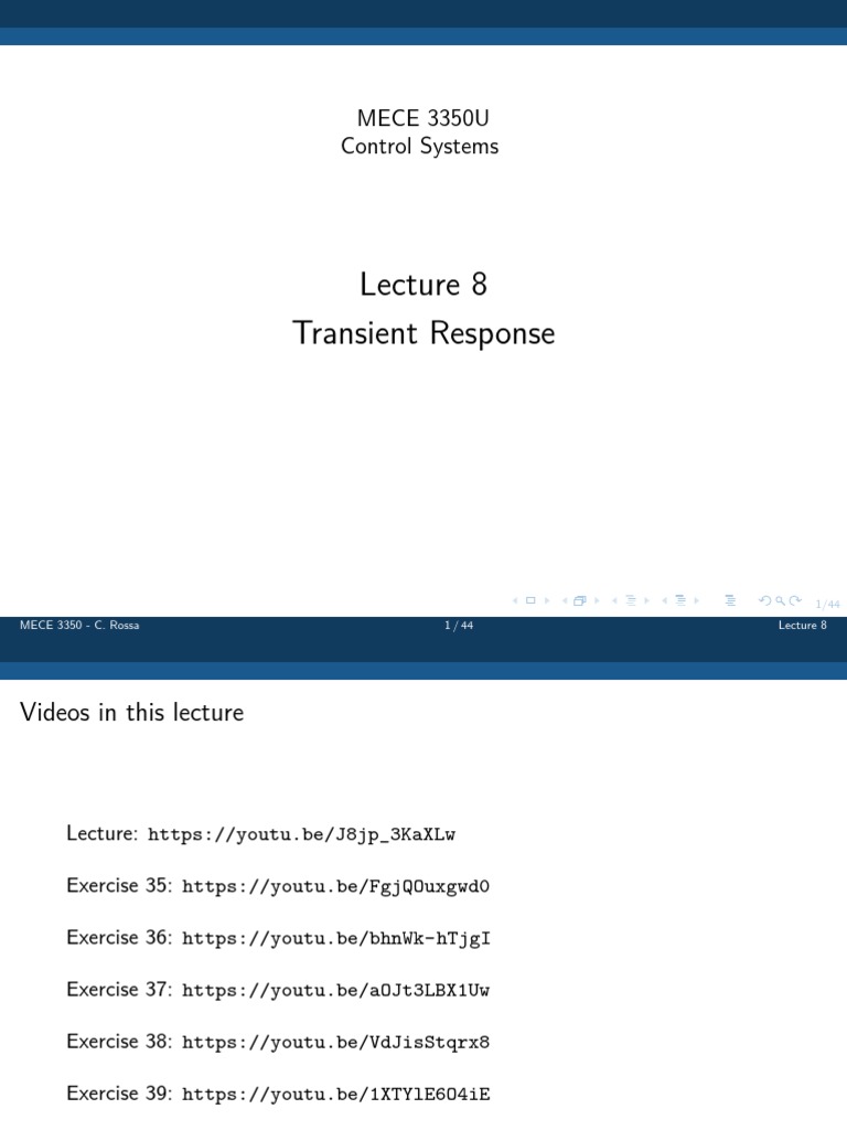 Lecture 8 | PDF | Control Theory | Damping