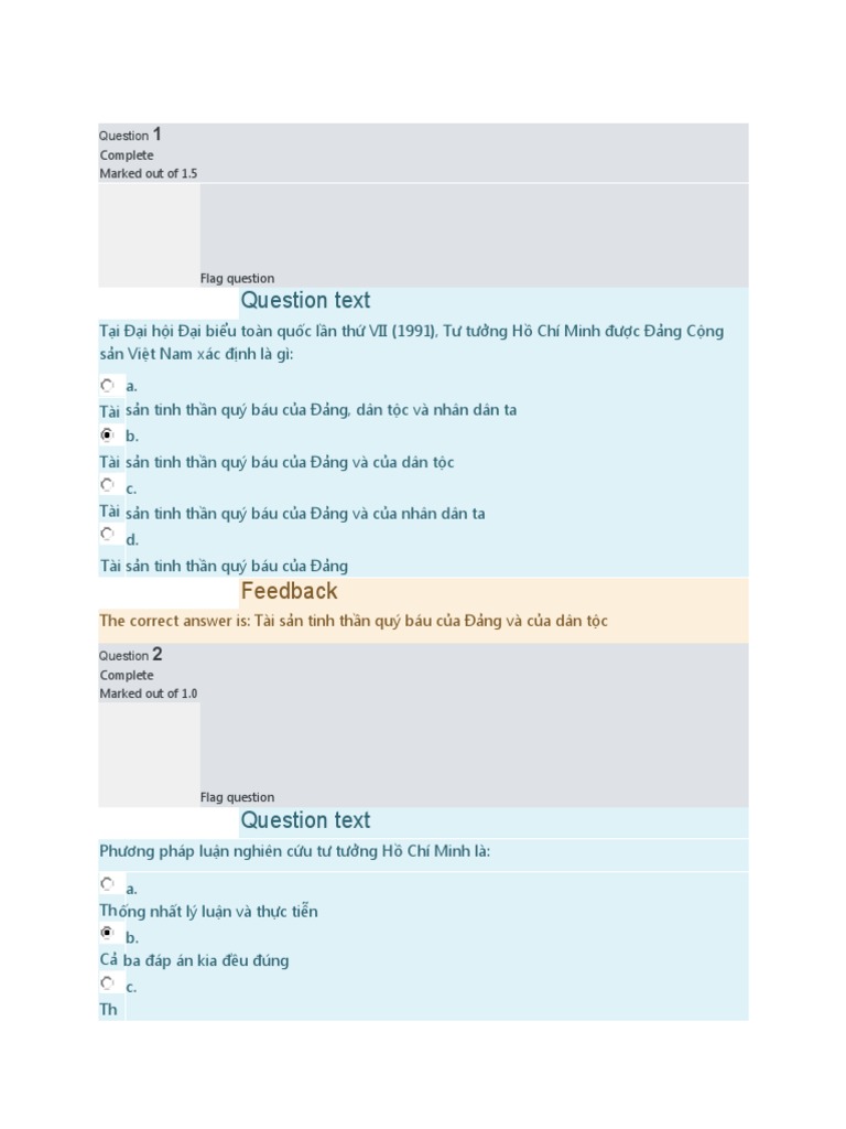 Question Text: Feedback | PDF