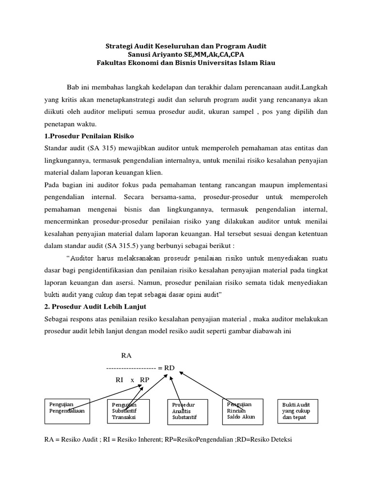 Strategi Audit dan Prosedur Penilaian Risiko | PDF | Teknologi & Rekayasa