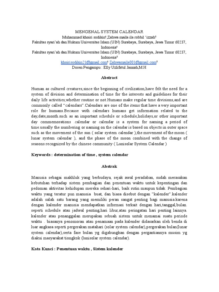 Mengenal System Calendar | PDF