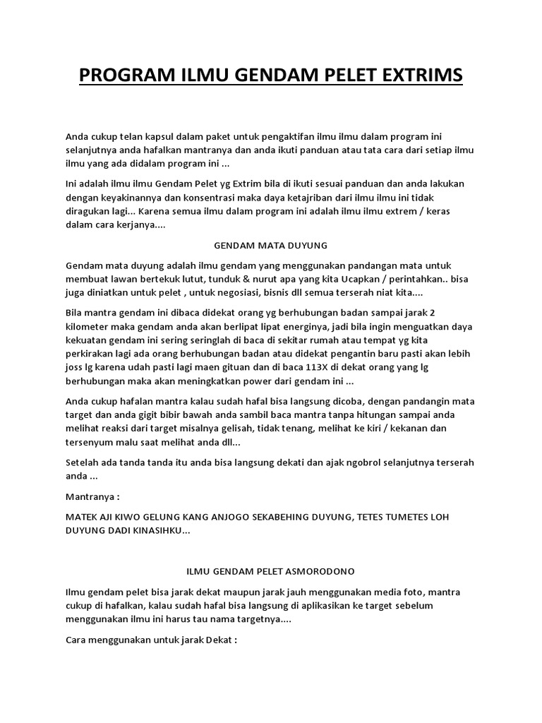 Program Gendam Pelet EXTREM | PDF