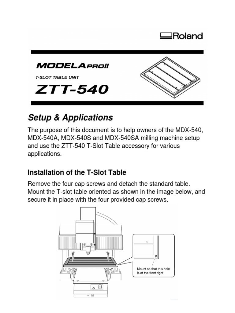 MDX-540 ZTT-540 T-Slot Setup Guide | PDF | Screw | Manufactured Goods