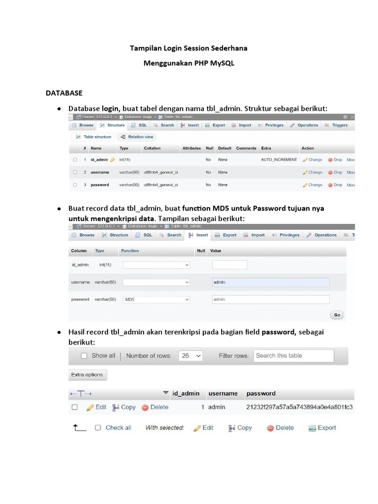 Tampilan Login Session Sederhana | PDF
