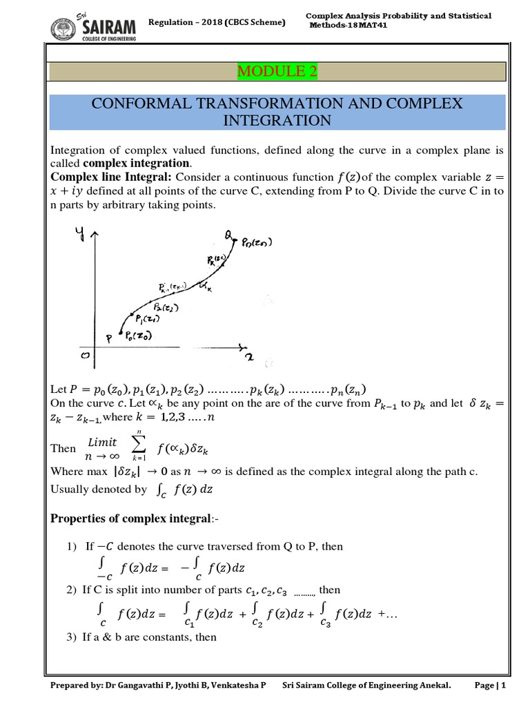 Module 2 - Complex Integration | PDF | Integral | Analysis