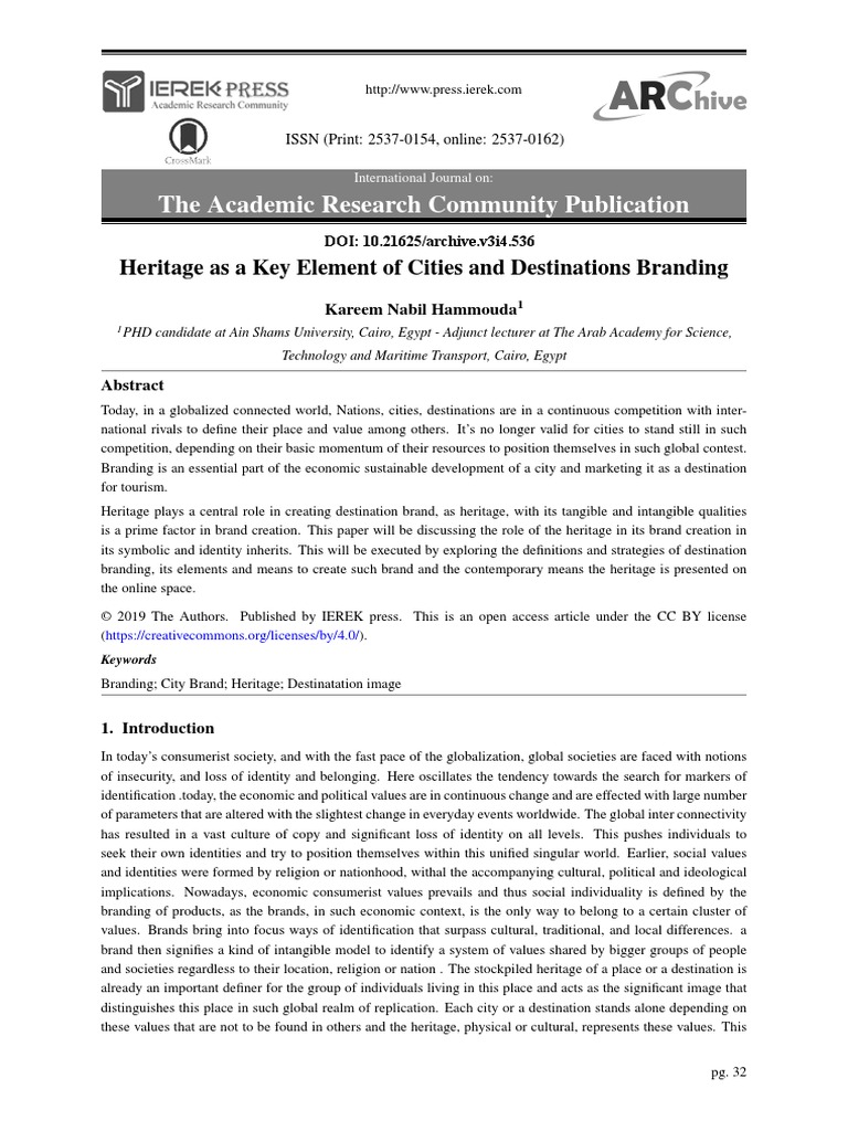Heritage As A Key Element of Cities and Destinations Branding | PDF ...