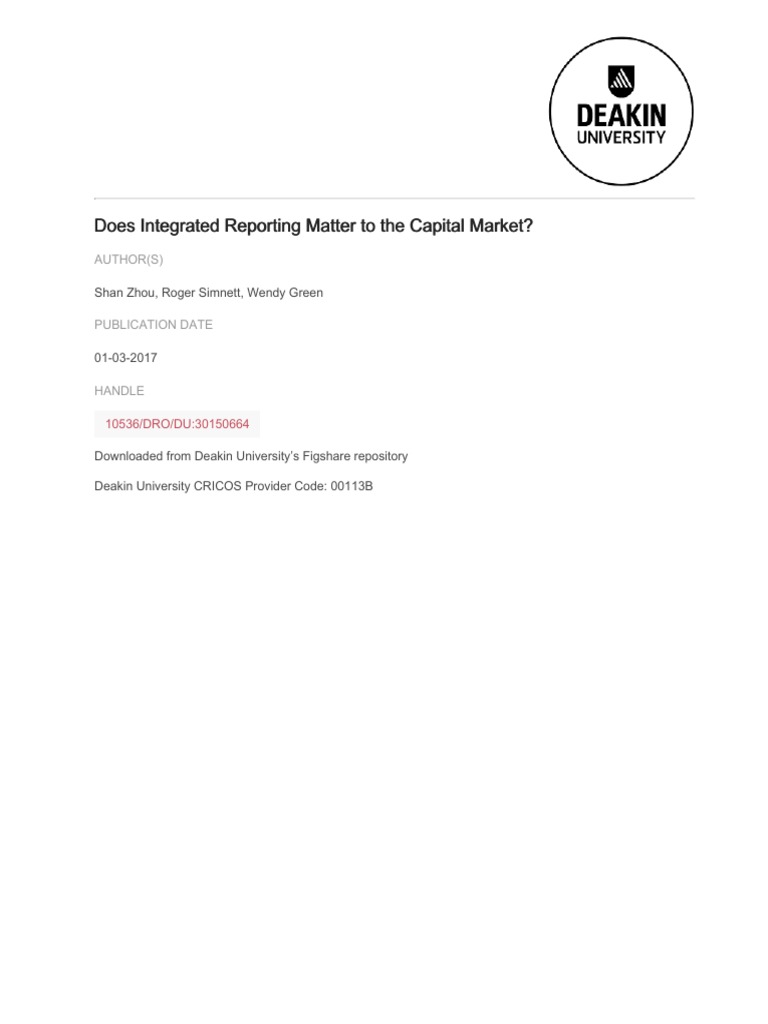 Does Integrated Reporting Matter To The Capital | PDF | Financial ...