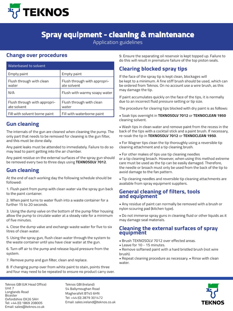 Spray Equipment - Cleaning Maintenance | PDF | Pump | Paint