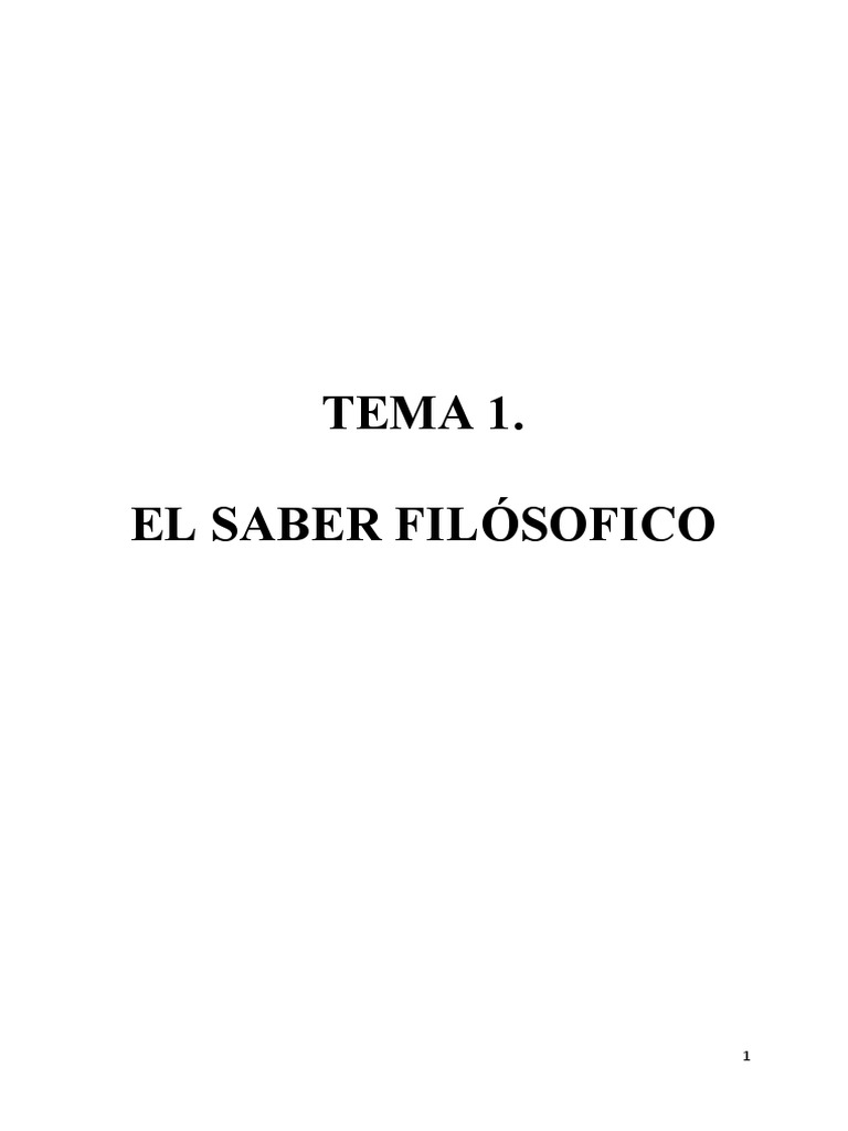 FILOSOFÍA TEMA 1 EL SABER FILOSÓFICO | PDF | Platón | René Descartes