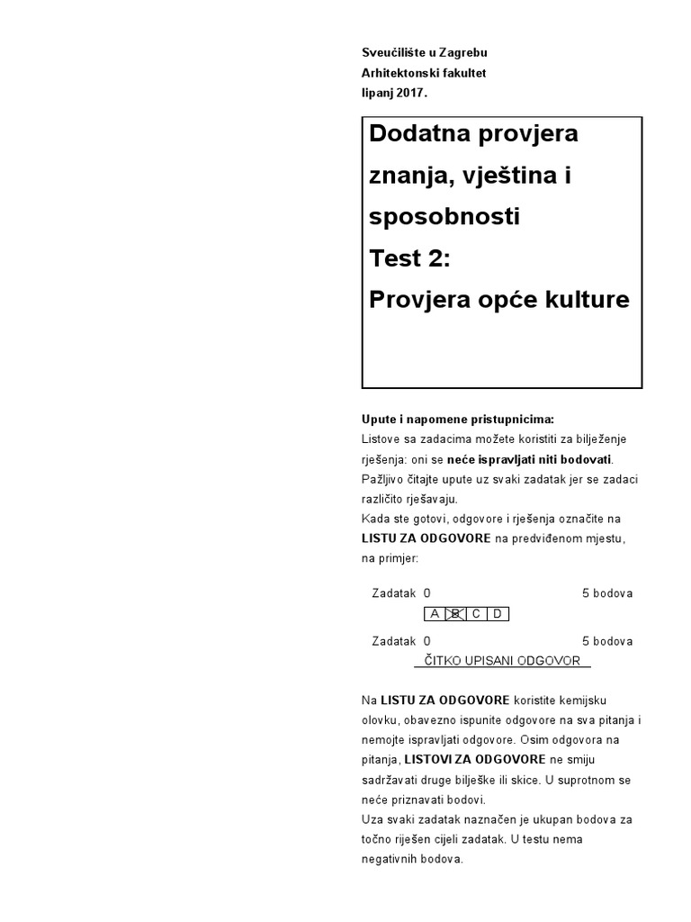 Provjera Opće Kulture | PDF