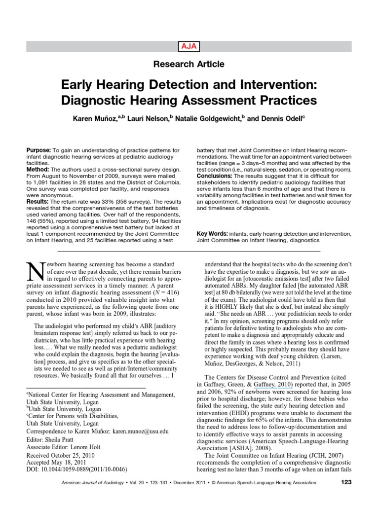 Early Hearing Detection and Intervention | PDF | Audiology | Hearing