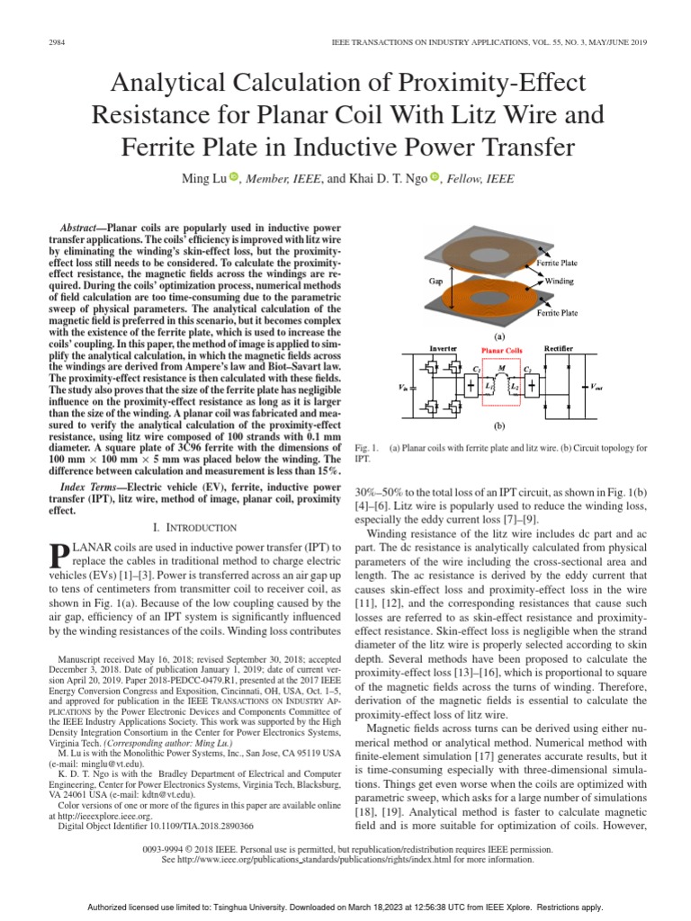 Analytical Calculation of Proximity-Effect Resistance For Planar Coil ...